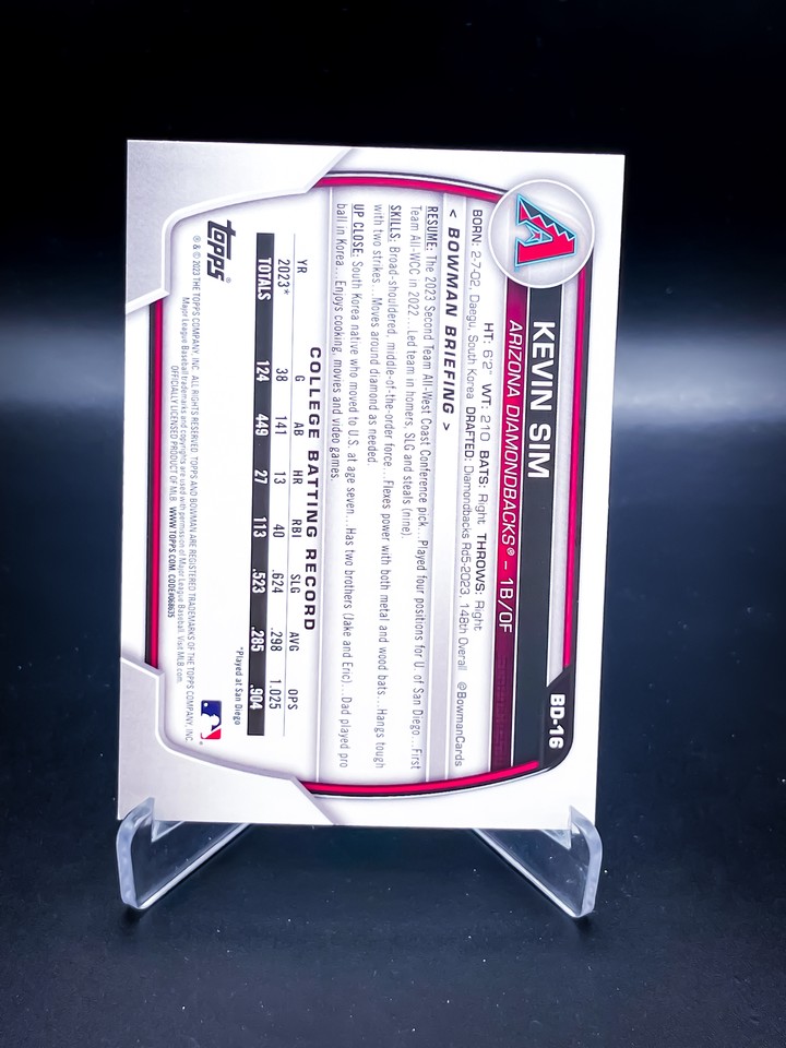 2023 Bowman Kevin Sim #BD16 Arizona Diamondbacks | eBay