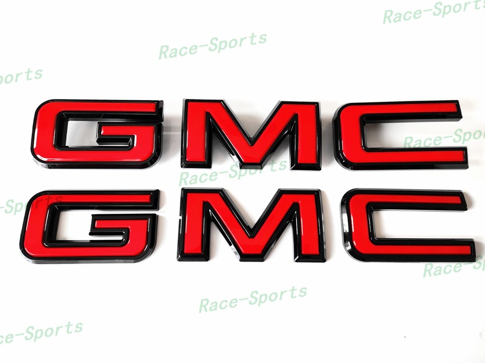 Front Rear Black Red GMC Emblem 2020+ Sierra 1500 2500HD 3500HD 2023 ...