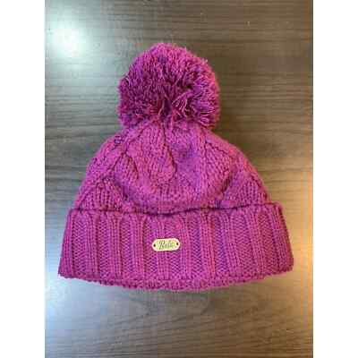 Bula Knit Hat Womens One Size OS Ski Cap Beanie Pom Pom Purple Fleece ...
