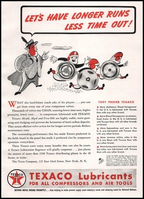 1941 Texaco Lubricants Alciad Algol Ursa Oils Football Team Cartoon ...