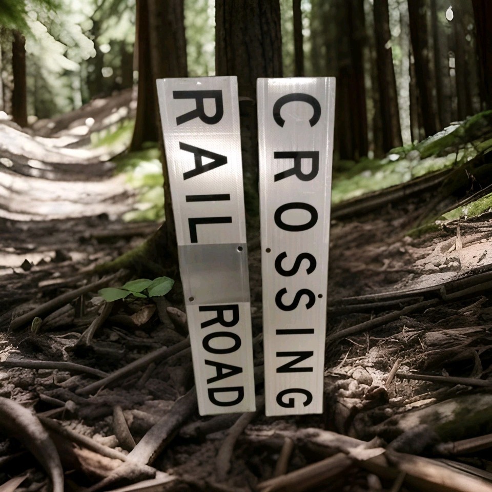Railroad Crossing Sign Double Sided 48 X 9 Retired Aluminum Black Vinyl ...