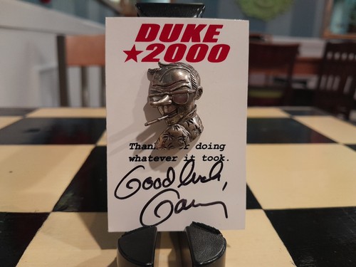 Duke 2000 election rare sterling silver pin in box GB Trudeau signed ...