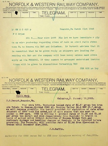TWO 1902/1905 NORFOLK & WESTERN RAILWAY TRAIN MAIL TELEGRAMS - E16-A | eBay