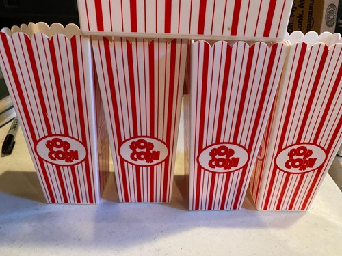 Lot of 4 Retro Red & White Plastic Popcorn Tubs and bowl REUSABLE | eBay
