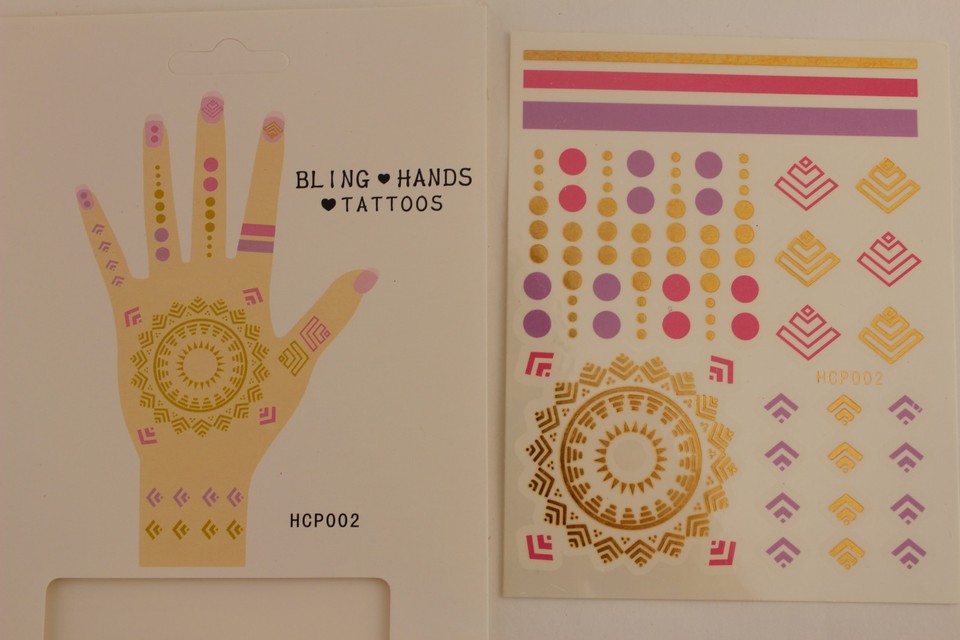 Women Temporary Tattoo Gold Fake Bling Hands Body Art Skin Party ...