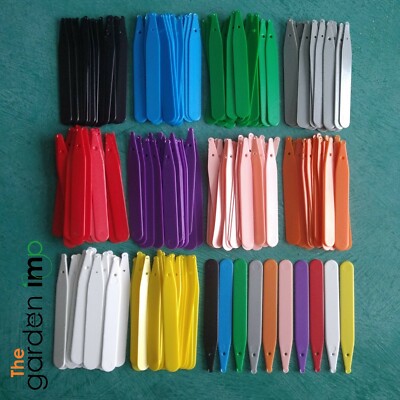 100 4" Coloured Plant Labels Plastic Garden Seed Trays Plugs Pots Tags ...