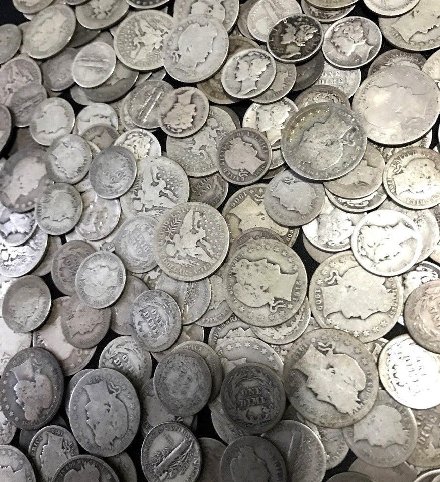 Mercury Dime + Barber Dime + Barber Quarter SILVER Old U.S. Estate Coin ...