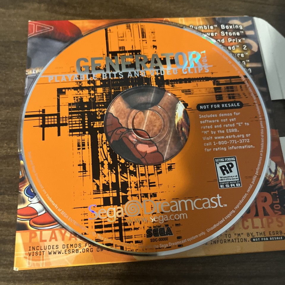 Generator Demo Disc Vol. 1 (Sega Dreamcast) | eBay