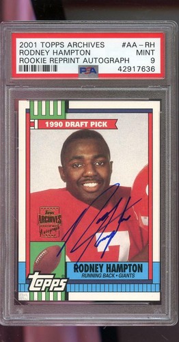 2001 Topps Archives 1990 Rookie RP Rodney Hampton AUTO Autograph PSA 9 ...