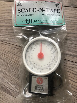 FJ Neil FS-4-50 Fish Scales Weighs Fish Up to 50 Lbs. Measures to 39 ...