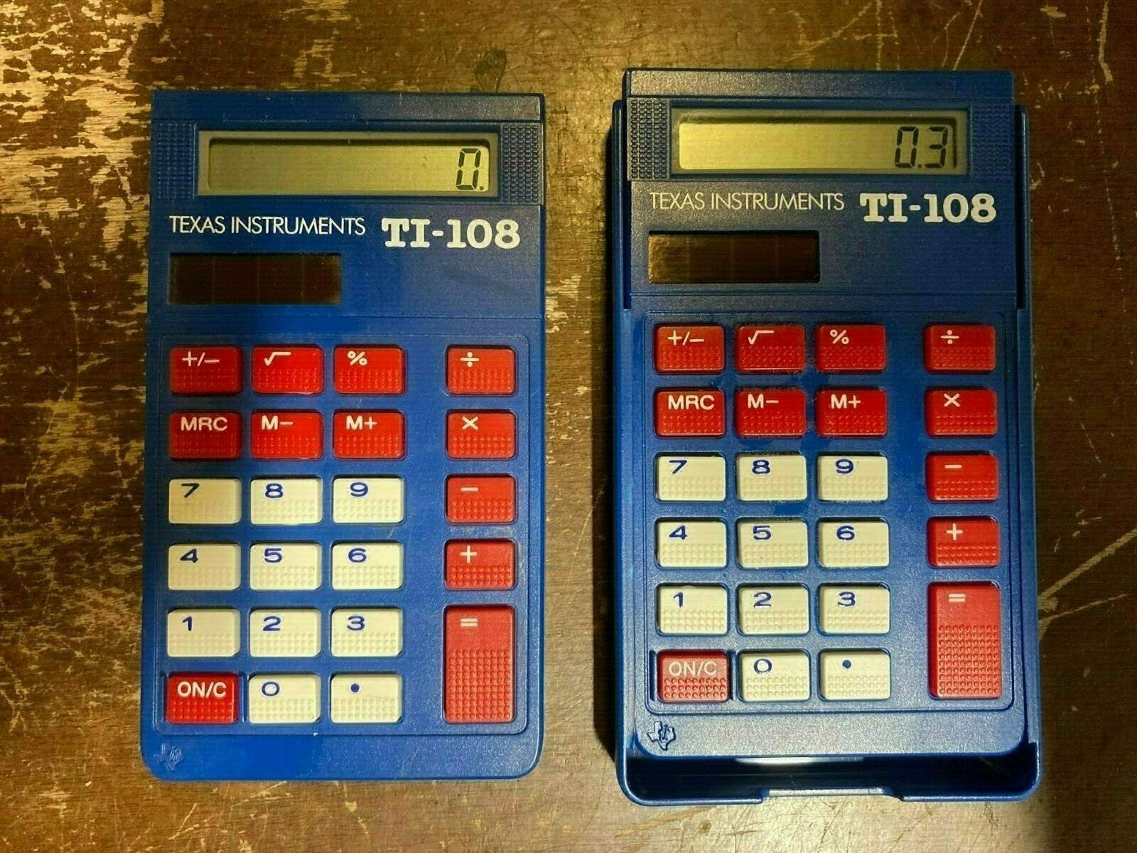 2 Texas Instruments TI-108 Solar Calculators & Cover Blue Basic Handheld 33317170296| eBay