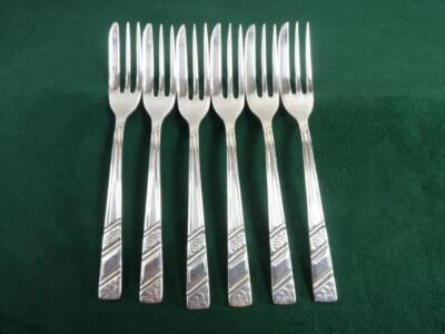 6 Nice Vintage Viners EPNS Cake Forks Silver Rose pattern silver plated ...