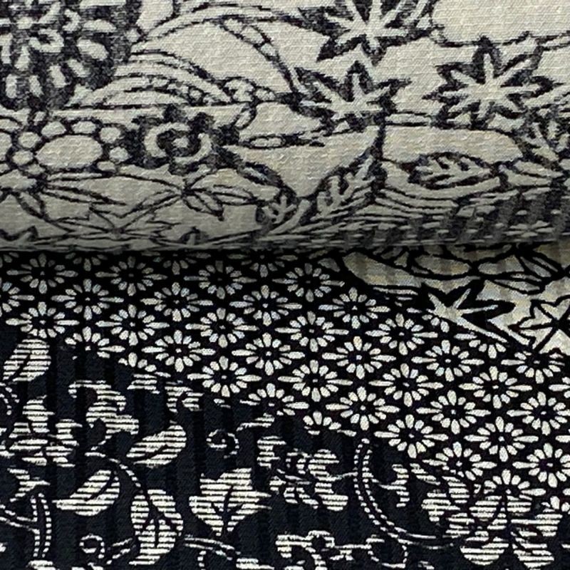 JAPANESE KIMONO FABRIC CLOTH BOLT BLACK FINE PATTERN PURE SILK BB6532 ...