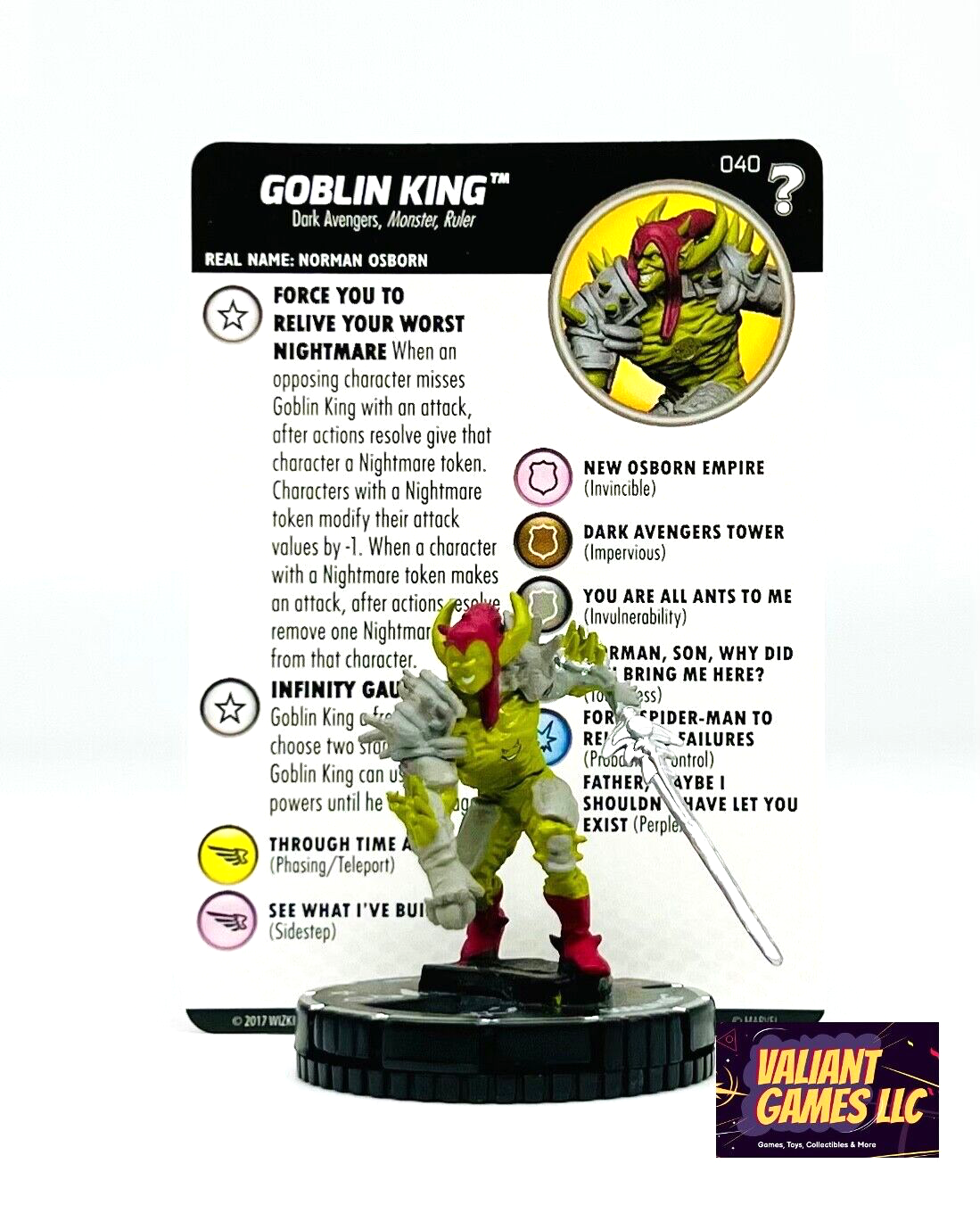Marvel Heroclix Goblin King #040 w/Card What If? set | eBay