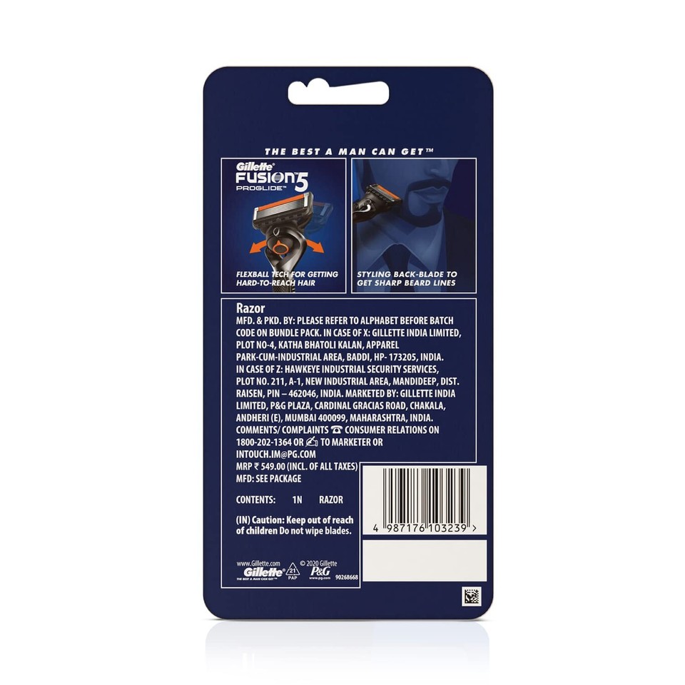 Gillette Fusion Proglide Razor for Men with styling back blade for ...