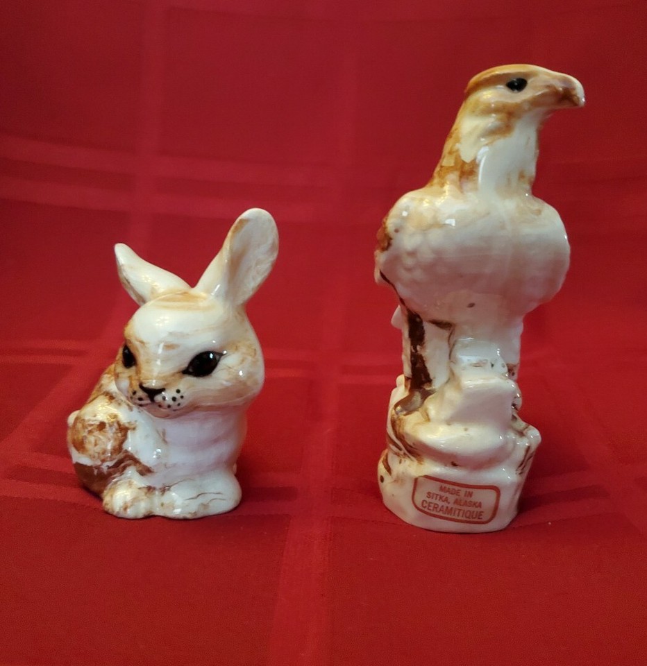 Vintage Alaskan Sitka Clay Perched Eagle and Rabbit Figurines LAC | eBay