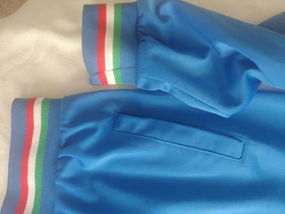 Italia Blue Jacket Italy Track Racer Athletic Jacket 1970s Shiney ...