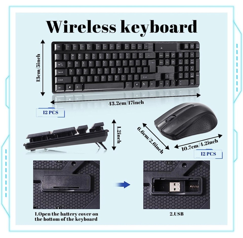 TECLADO Y MOUSE INALAMBRICO,Wireless Standard Keyboard , Mouse Combo ...