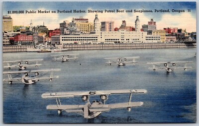 Postcard OR Portland Oregon Harbor Patrol Boat Seaplanes Linen AS1C | eBay