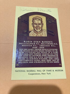 Robin Roberts Signed Hall of Fame Plaque Post Card, BASEBALL | eBay