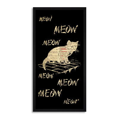 Cat Dictionary Meow Long Panel Framed Wall Art Print 12x25 Inch | eBay