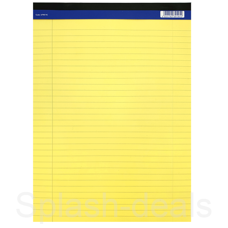A4 Legal Executive Pads Yellow Feint Ruled - Quality Margin Lined 70GSM ...