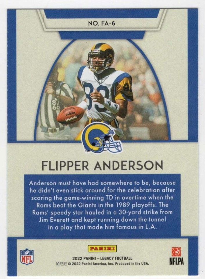 FLIPPER ANDERSON 2022 Panini Legacy For the Ages #6 NFL LA Rams ID ...