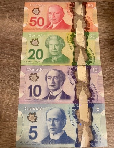 4 Canada bills 50-20-10-5 Dollars Polymer Circulated. 85 Canadian Total ...