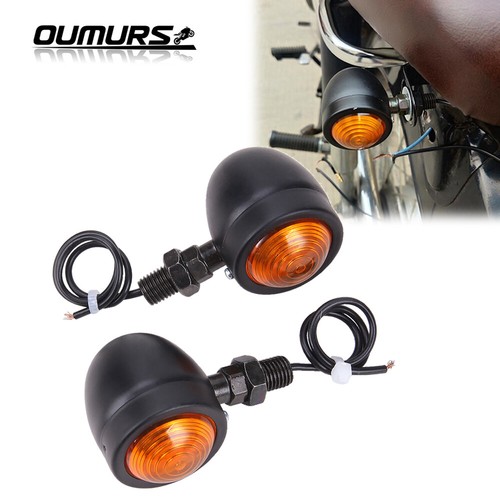 2x Black Motorcycle Bullet Turn Signal Light Indicators Blinkers Amber ...