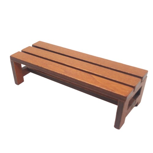 1/12 Dollhouse Miniature Long Stool Chairs Wooden Outdoor Furniture ...