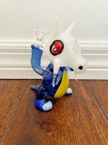 5" Premium Glass Water Pipe Art Blue Cubone Pokemon Mini Bubbler 14mm ...
