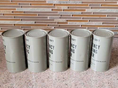 5 - 1950s U.S. Civil Defense Emergency Drinking Water Ration Cans LOOK ...