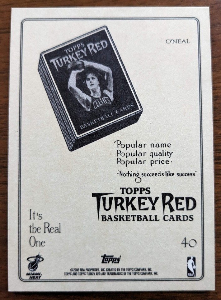 SHAQUILLE O'NEAL, 2006-07 TOPPS TURKEY RED #40 w/ AD ON BACK VERSION | eBay