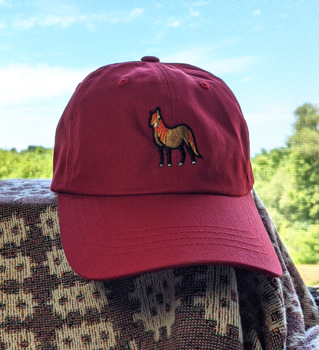 Welsh Pony Hat, Embroidered , Red Unisex Cap with Adjustable Strap ...