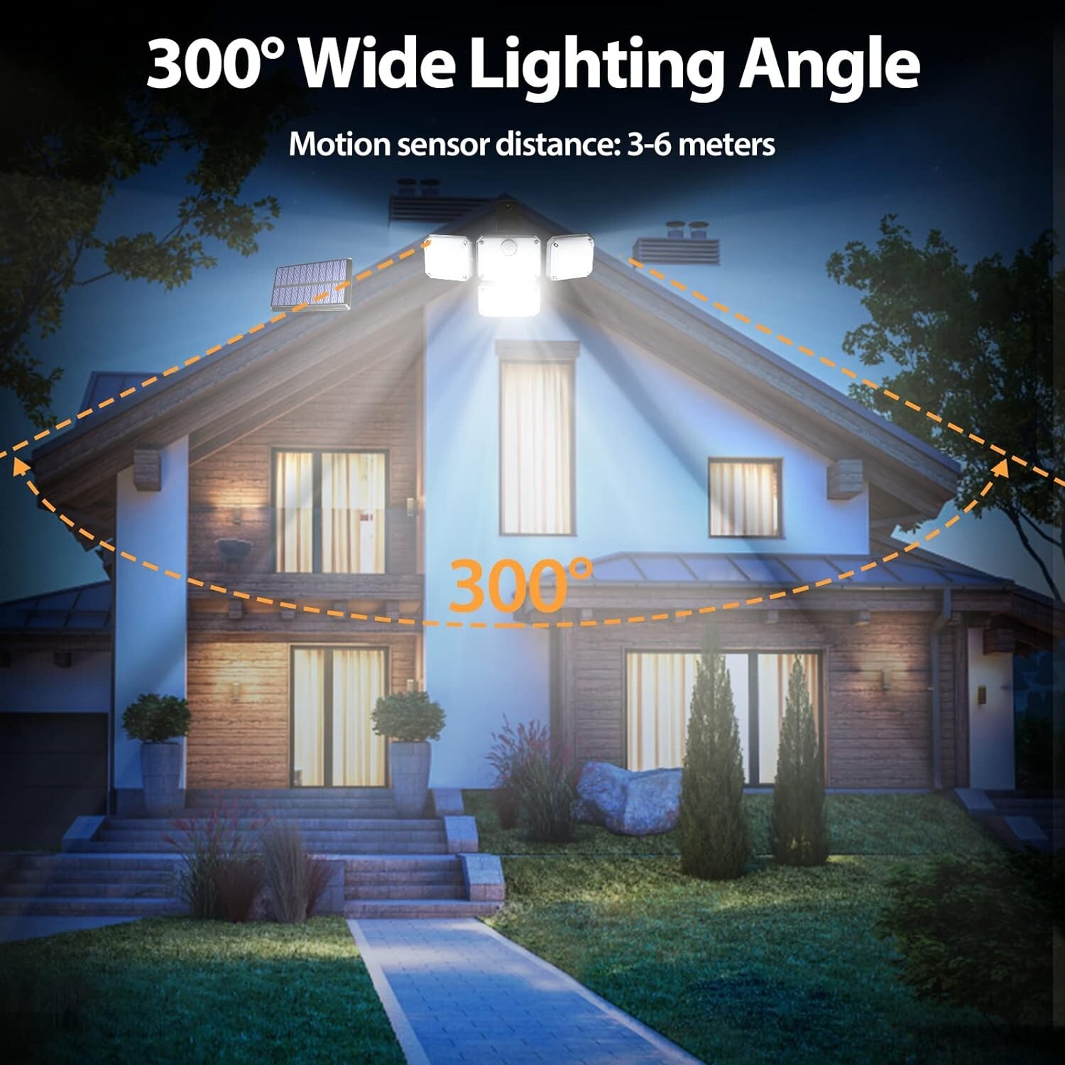 Jornarshar Solar Lights Outdoor, 333 LED Motion Sensor Light Outside, 4 ...