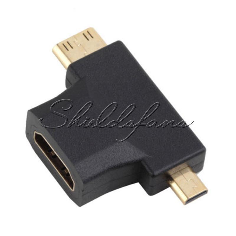3 in 1 HDMI Female to Mini HDMI Male + Micro HDMI Male Adapter ...