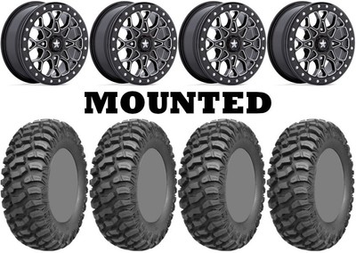Kit 4 AMS M1 Evil Tires 30x10-15 on MSA M48 Portal Beadlock Black ...