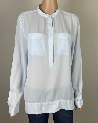 Premise Studio Women’s Long Sleeve Thin Light Blue Button Up Blouse Large Y37 | eBay