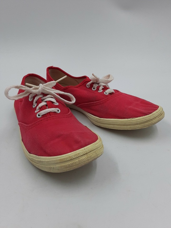 Retro Red Canvas Sneakers Deck Shoes Big Kids Size 3.5 Unbranded Keds ...