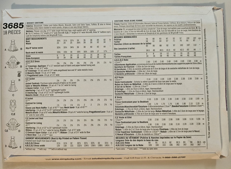 Simplicity Sewing Pattern 3685 Size HH 6, 8, 10, 12 Un Cut New | eBay
