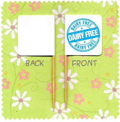 20 DAIRY FREE CUP CAKE FLAG Food Pick Topper Food Allergy Intolerance ...
