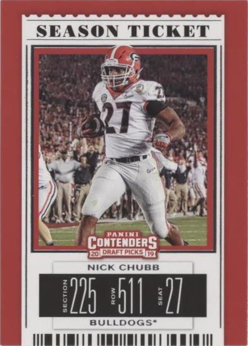 2019 Panini Contenders Draft Picks - Season Ticket Nick Chubb #75 for ...