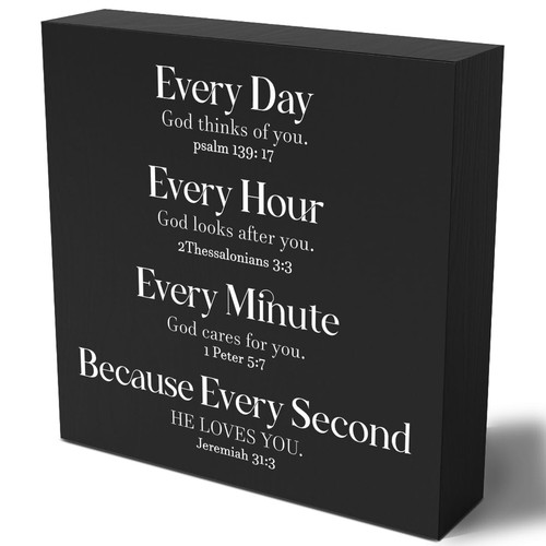 Every Day God Thinks Of You Wooden Box Sign Inspirational Bible Verse ...