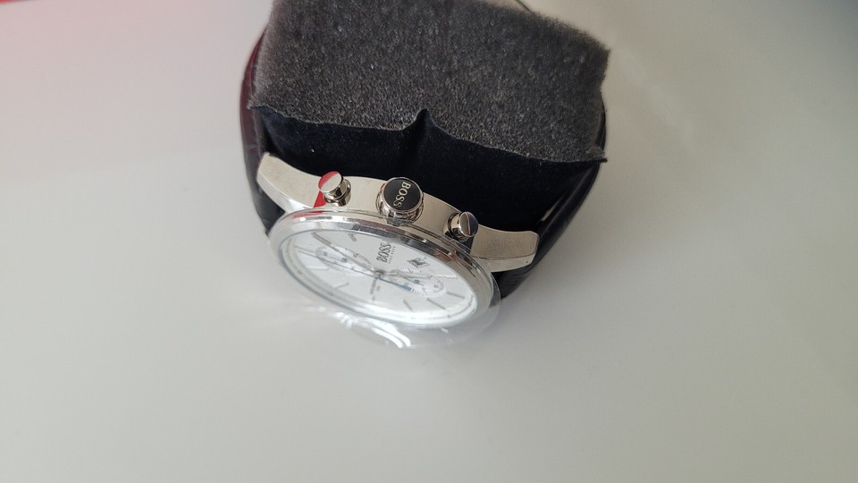 Hugo Boss Men's 1513282 Jet Chronograph Black Leather Watch - Open Box ...