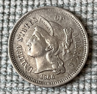 1866 US Three Cent Nickel 3c AU Beautiful Coin | eBay