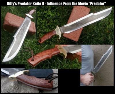 UBR CUSTOM HANDMADE HIGH CARBON STEEL PREDATOR KNIFE WITH LEATHER ...