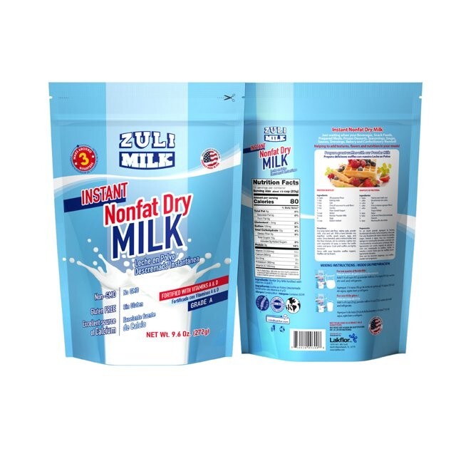 Dry Milk Powder Instant Non Fat ZULI milk 9.6 OZ Non-GMO Gluten-Free ...