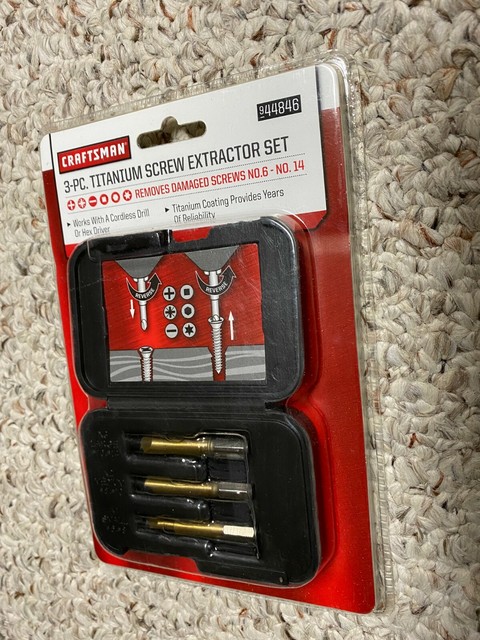Craftsman Screw Extractor Set 3 PC Titanium Removes Damaged Screws ...
