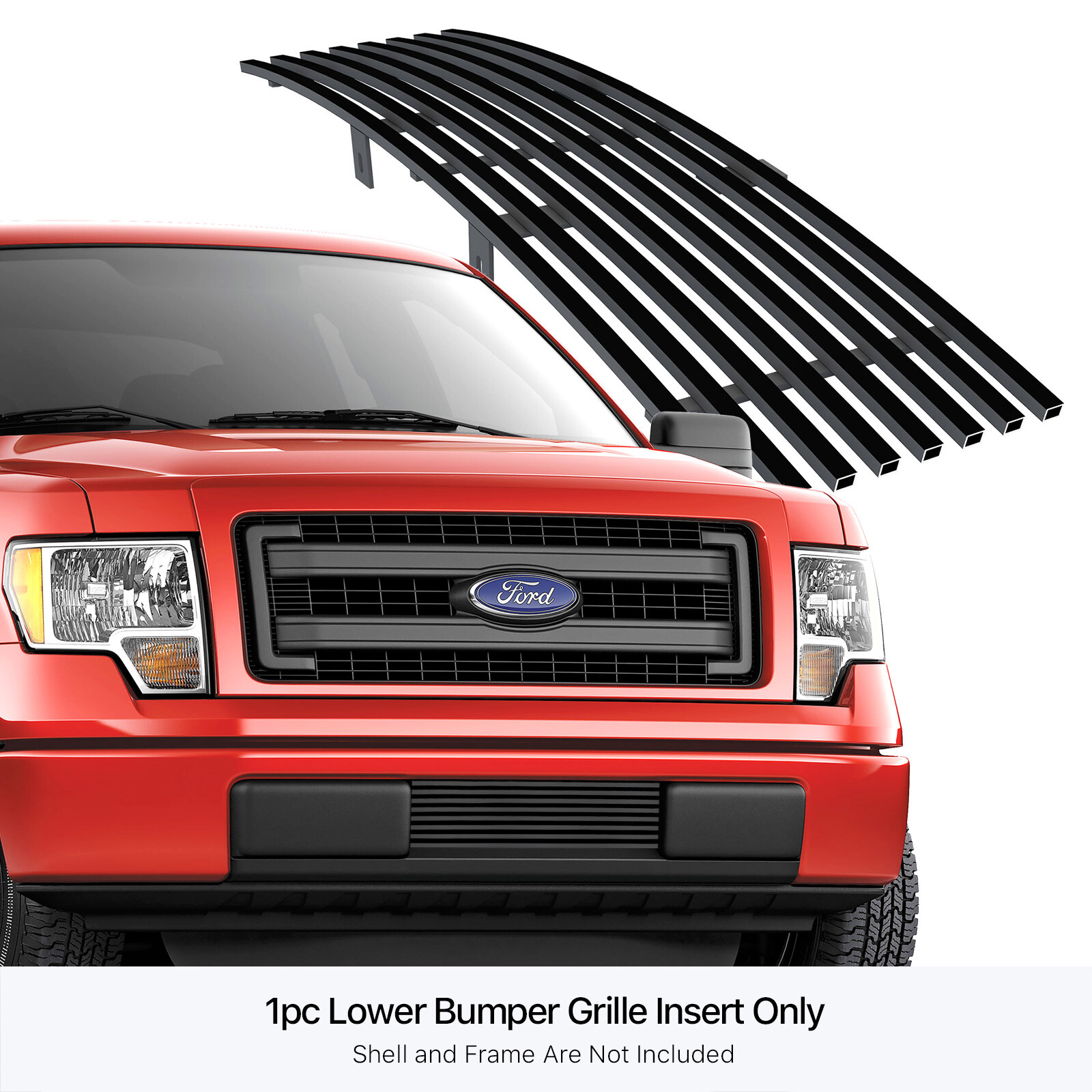 Fits 2009-2014 Ford F-150 Lower Bumper Stainless Black Billet Grille ...