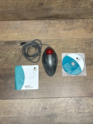Logitech Trackman Trackball PC Mouse Gray with RED Ball Wired T-BC21 ...